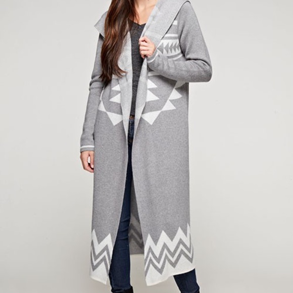 lovestitch | Sweaters | Nwt Aztec Long Hooded Cardigan Duster | Poshmark